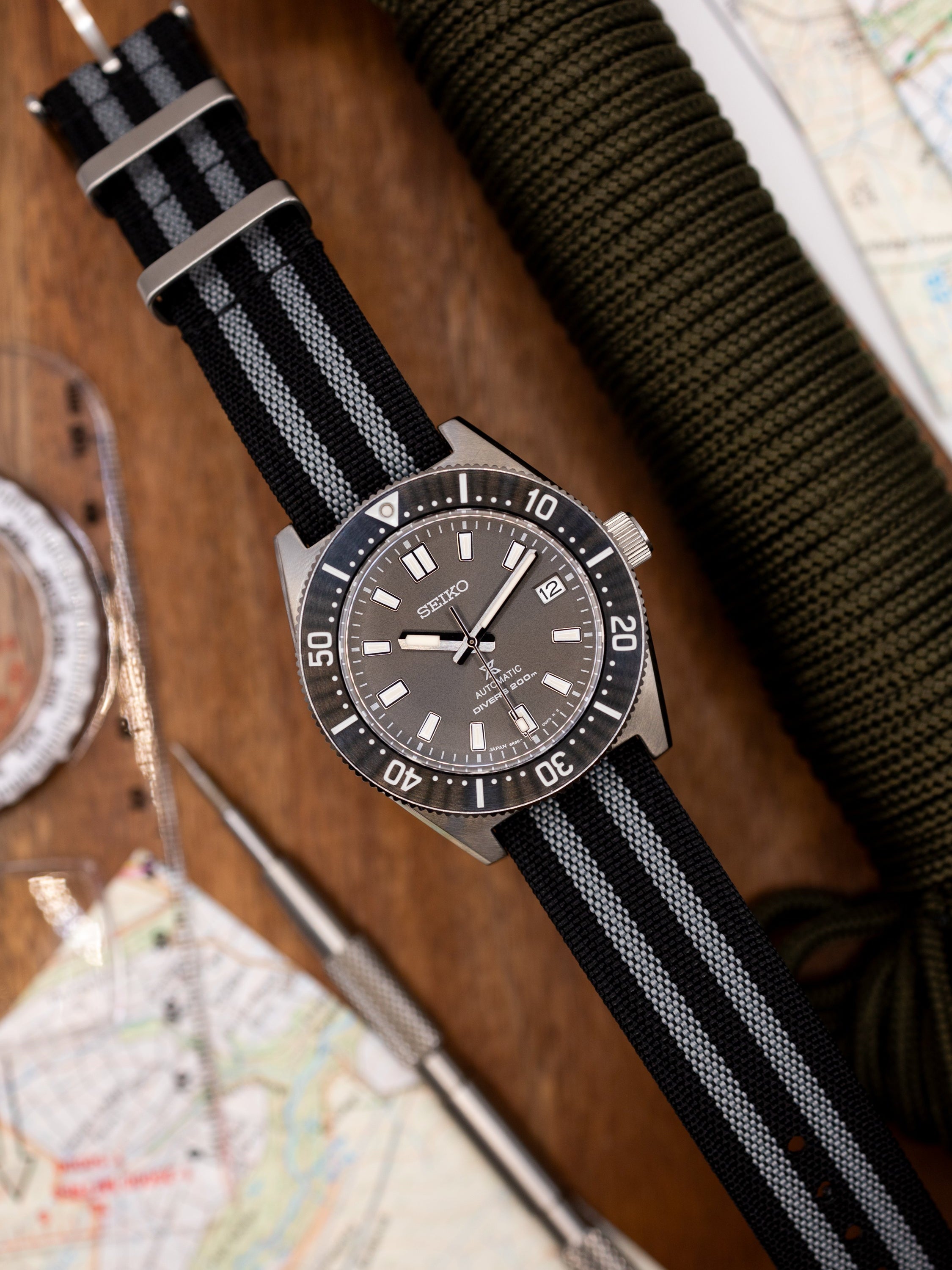 Premium Nylon Braided Ribbed Single Pass Watch Strap - Bond Spectre Bl ...