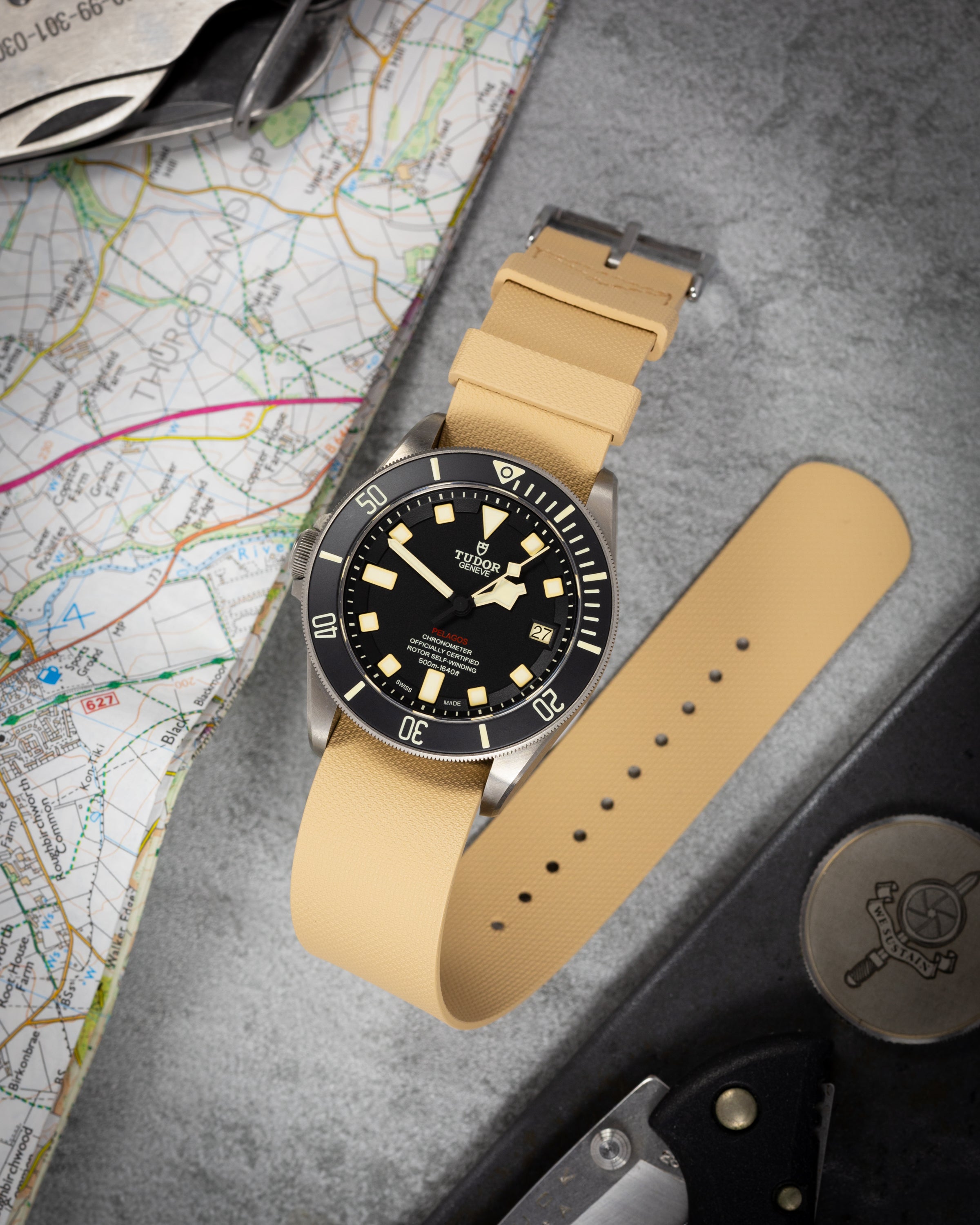 Premium FKM Rubber Single Pass Strap - Hatch Weave - Oatmeal ...